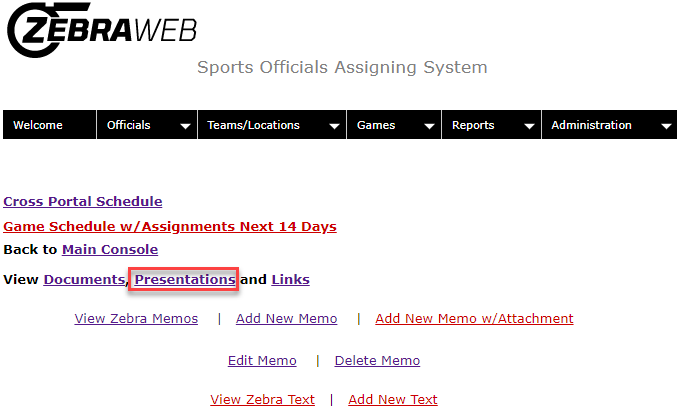 Presentations – ZebraWeb Support