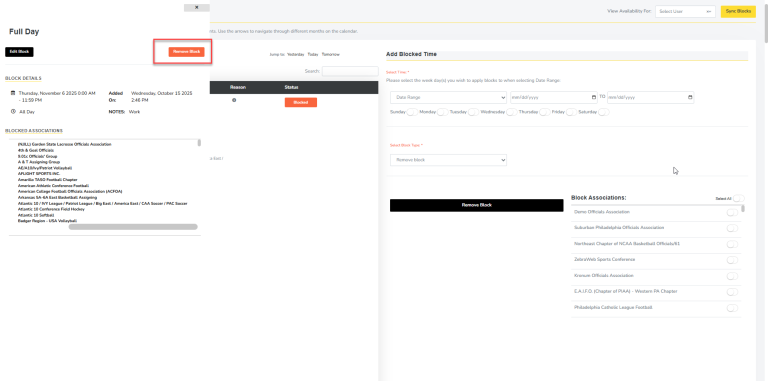 Block Availability Calendar – Dates and Times – ZebraWeb Support